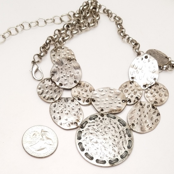 Ruby Rd. | Jewelry | Ruby Rd Brutalist Hammered Silver Bib Necklace ...